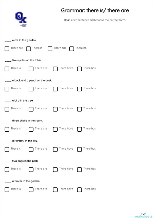 Grammar: there is/ there are. Interactive worksheet | TopWorksheets