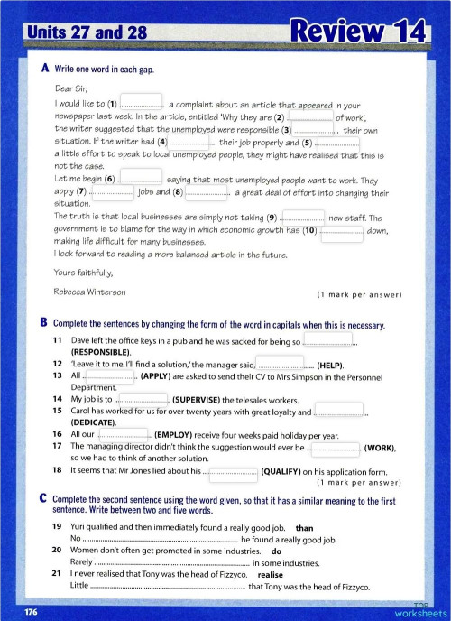 Destination B2 - Review Unit 27-28. Interactive worksheet | TopWorksheets