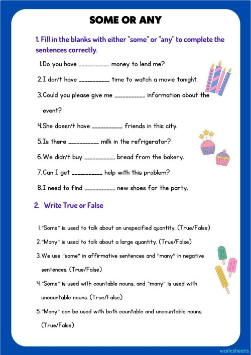 Some any much many enough. Interactive worksheet | TopWorksheets