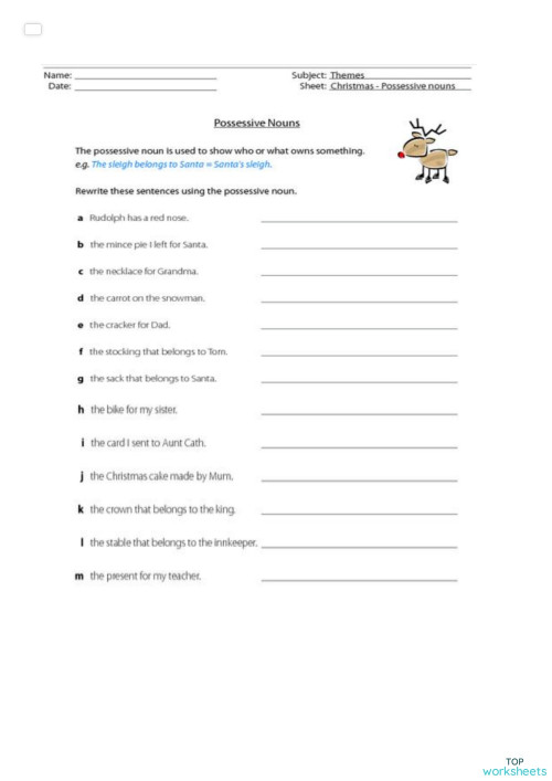 Possesive's case. Interactive worksheet | TopWorksheets