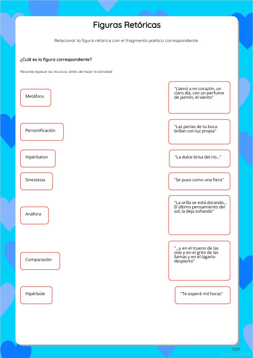 Figuras Retóricas. Ficha interactiva | TopWorksheets