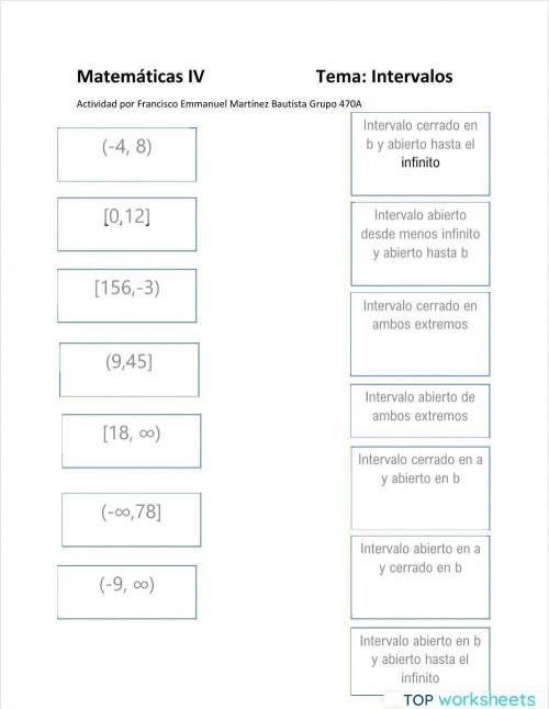 Intervalos. Ficha interactiva | TopWorksheets