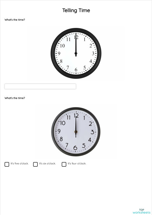 Telling Time. Interactive worksheet | TopWorksheets