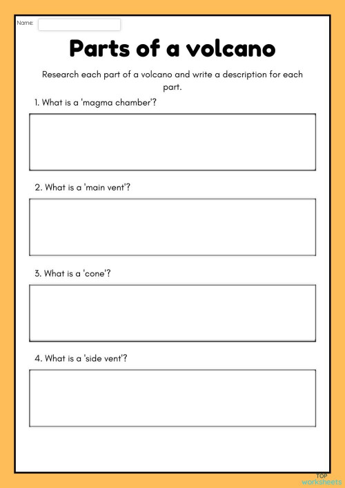 Label the volcano. Interactive worksheet | TopWorksheets