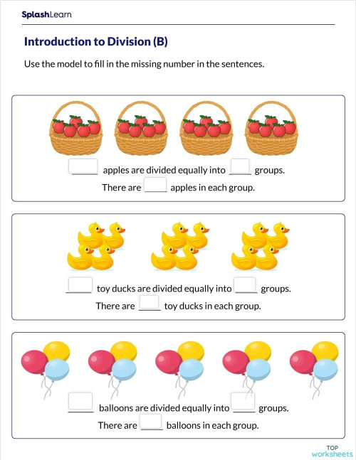 Introduction to division B. Interactive worksheet | TopWorksheets