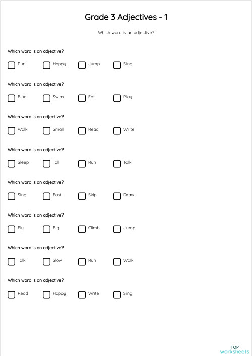 Grade 3 Adjectives - 1. Interactive worksheet | TopWorksheets