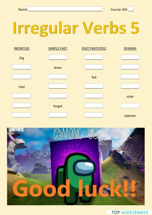 Irregular Verbs Interactive Activity For Grade 3