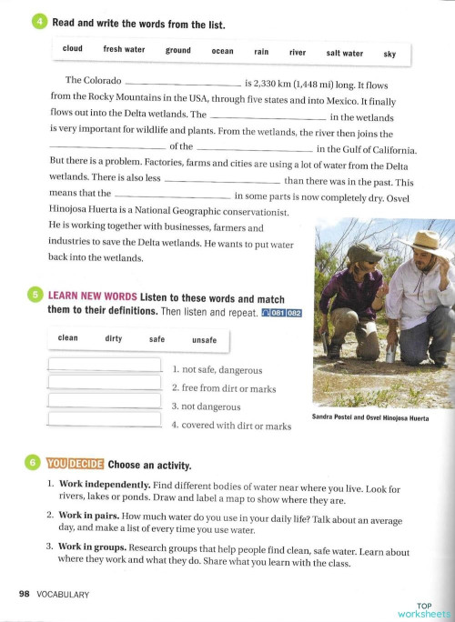 Unit 5: Water. Interactive worksheet | TopWorksheets