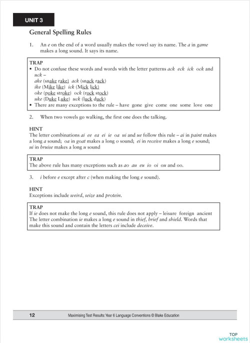 Unit 3 General Spelling Rules. Interactive worksheet | TopWorksheets