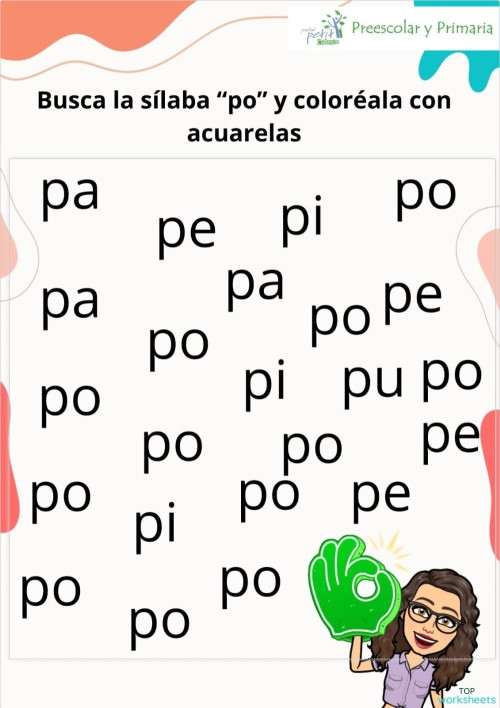 Silaba ¨Po¨. Interactive worksheet | TopWorksheets