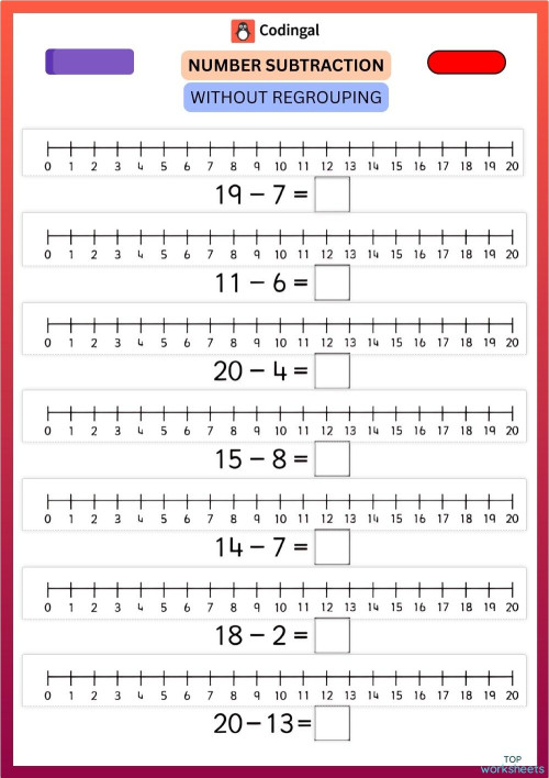 M_G01M07L17_WC02_Basic_Subtraction_(Within_20)_2. Interactive worksheet | TopWorksheets