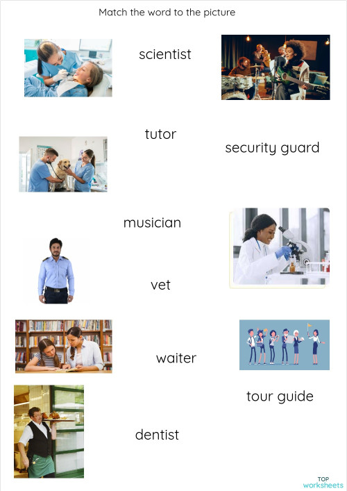 Jobs 1, match the word. Interactive worksheet | TopWorksheets