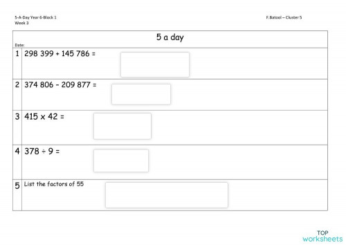 5 A-Day Week 3 (4). Interactive worksheet | TopWorksheets