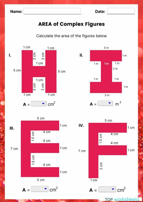 Area of Complex Figures. Interactive worksheet | TopWorksheets