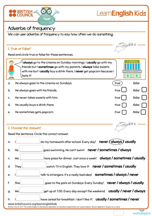 adverbs of frequency_LearnEnglish. Interactive worksheet | TopWorksheets