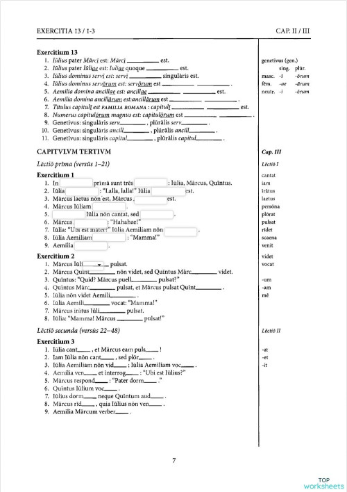 Latín: fichas interactivas y ejercicios online | TopWorksheets