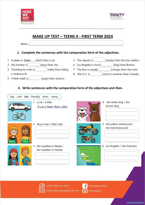 MAKE-UP TEST (Teens II 2024). Interactive worksheet | TopWorksheets
