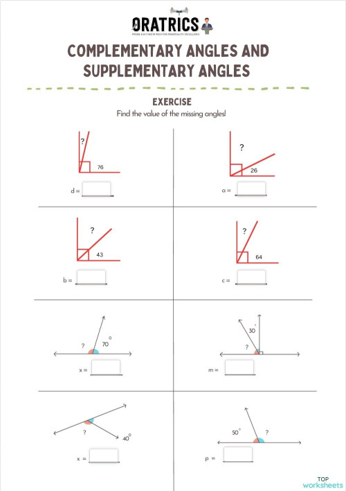 Grade 5 Page 68 Complementary And Suplementary Angles Interactive