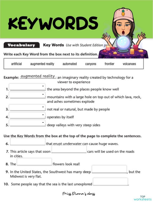 Keywords Unit 6, L1. Interactive worksheet | TopWorksheets