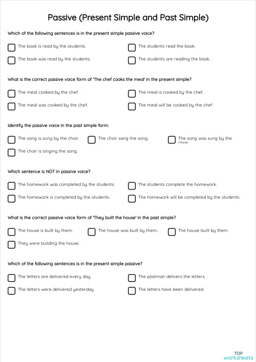 Passive (Present Simple and Past Simple). Interactive worksheet ...