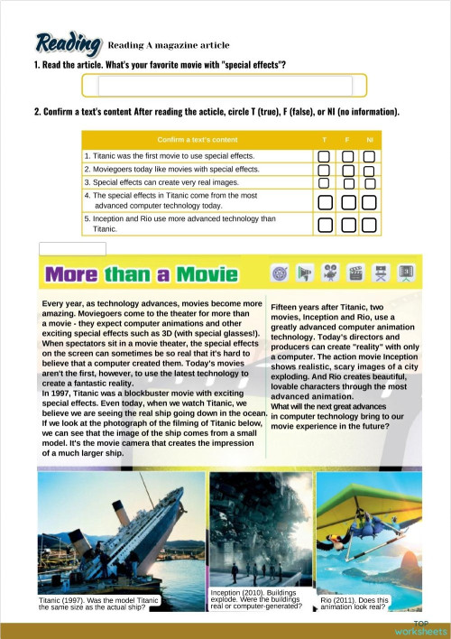 B2 Test 6 Reading. Interactive worksheet | TopWorksheets
