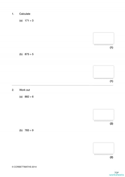 division 1. Interactive worksheet | TopWorksheets