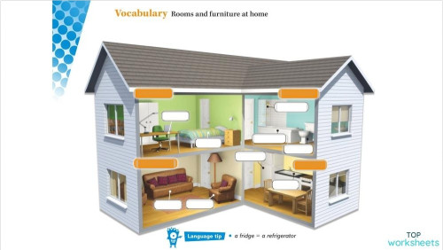 Rooms and furniture. Interactive worksheet | TopWorksheets
