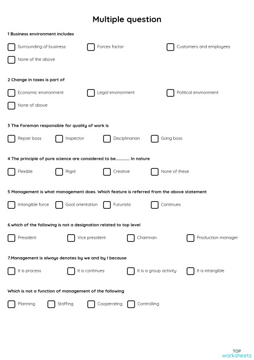 Multiple question. Interactive worksheet | TopWorksheets Multiple question. Interactive worksheet | TopWorksheets