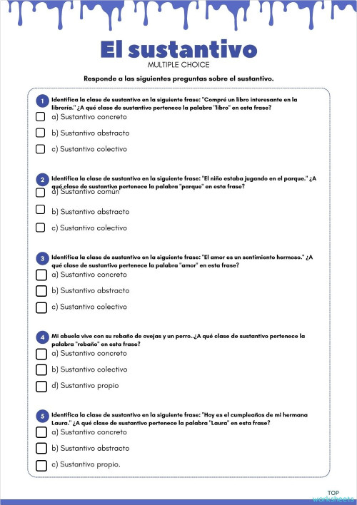 El sustantivo preguntas. Ficha interactiva | TopWorksheets