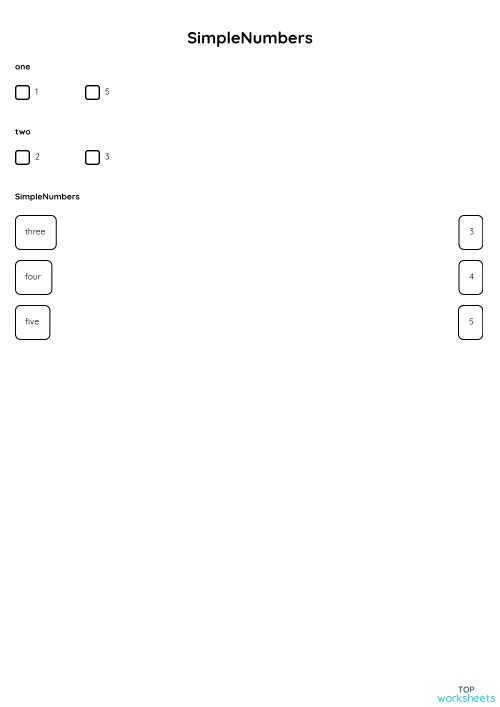 SimpleNumbers. Interactive worksheet | TopWorksheets