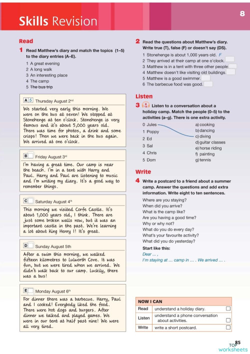 READING-PAST SIMPLE. Interactive worksheet | TopWorksheets