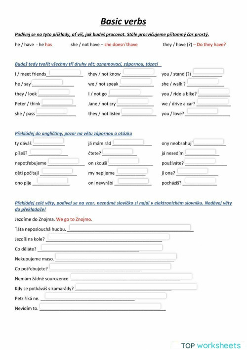 Basic verbs.. Interactive worksheet | TopWorksheets