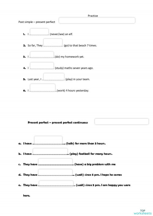 PAST EXERCISES. Ficha interactiva | TopWorksheets