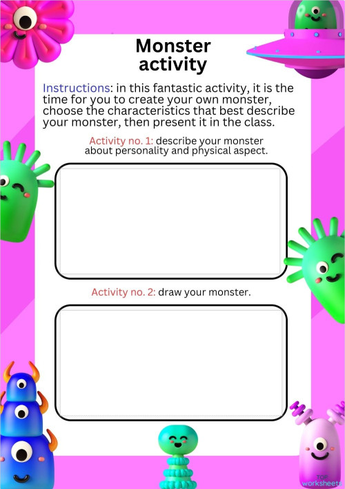 Describing a monster. Interactive worksheet | TopWorksheets