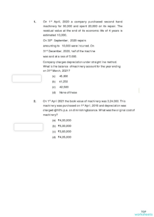 Depreciation Revision. Interactive worksheet | TopWorksheets