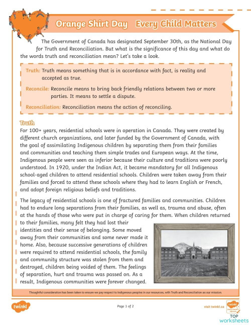 Truth & Reconciliation Article with Questions. Interactive worksheet ...