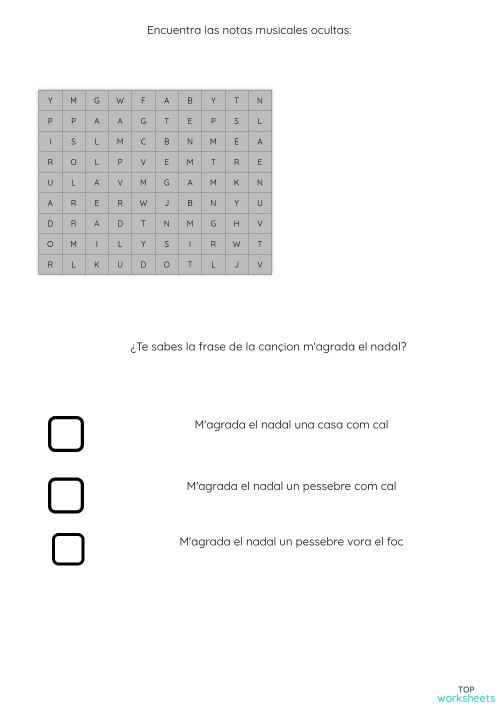 Notas musicales: fichas interactivas y ejercicios online | TopWorksheets