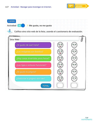 1° L17 Me gusta, no me gusta. Ficha interactiva | TopWorksheets