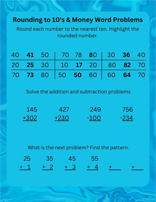 Rounding to 10's and Let's Review. Interactive worksheet | TopWorksheets
