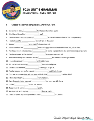 CONJUNCTIONS - AND - BUT - OR. Interactive worksheet | TopWorksheets