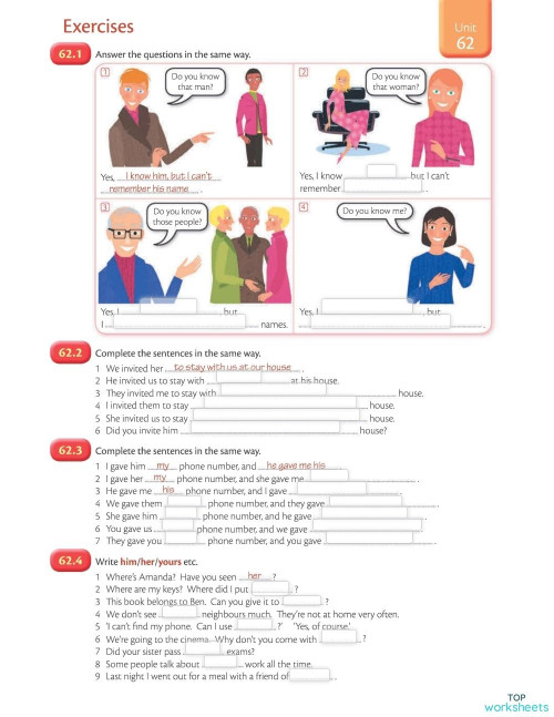 UNIT 11 (HER, HIM, THEM). Interaktives Arbeitsblatt | TopWorksheets