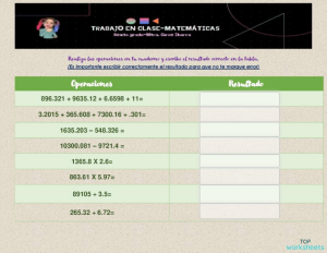 Operaciones básicas. Ficha interactiva | TopWorksheets