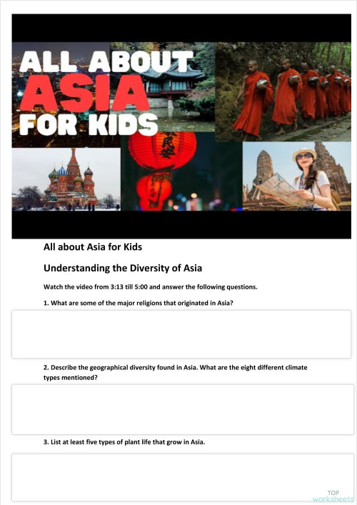 All About Asia for Kids Set 3 Questions. Interactive worksheet ...