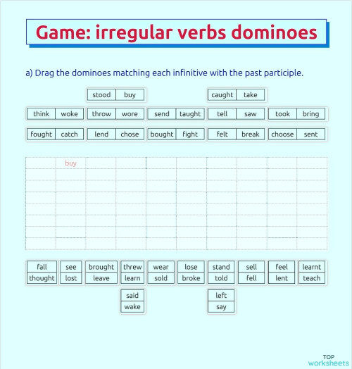 Irregular verbs puzzle 4. Interactive worksheet | TopWorksheets
