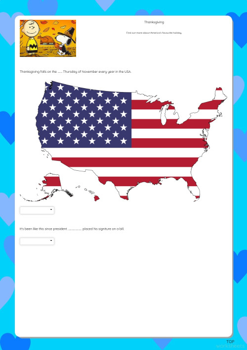 Thanksgiving. Interactive worksheet | TopWorksheets