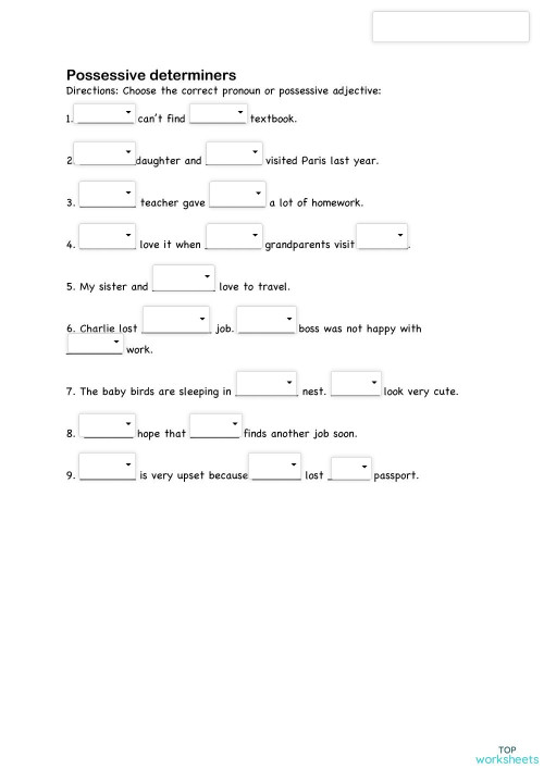 Pronouns - subject object and possessive pronoun. Interactive worksheet ...
