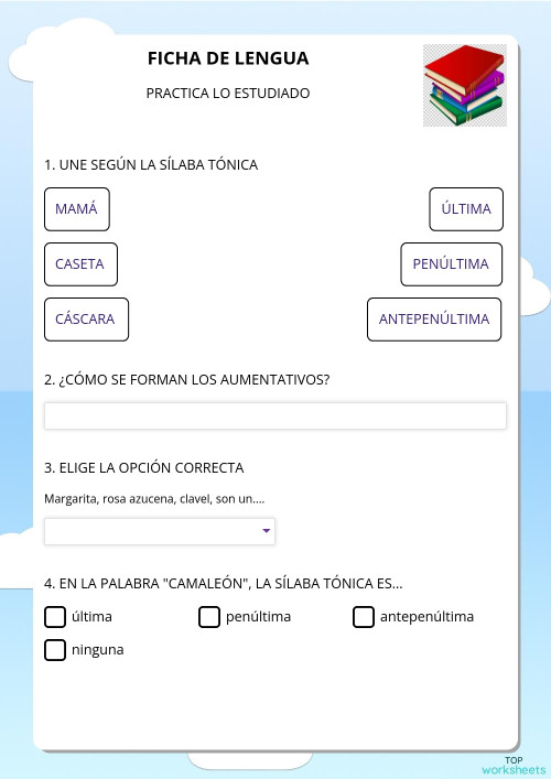 Acentuación: fichas interactivas y ejercicios online | TopWorksheets