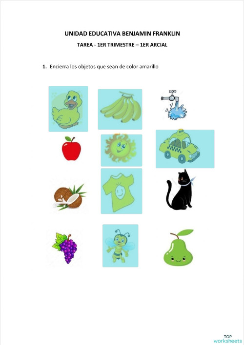 COLOR AMARILLO. Ficha interactiva | TopWorksheets