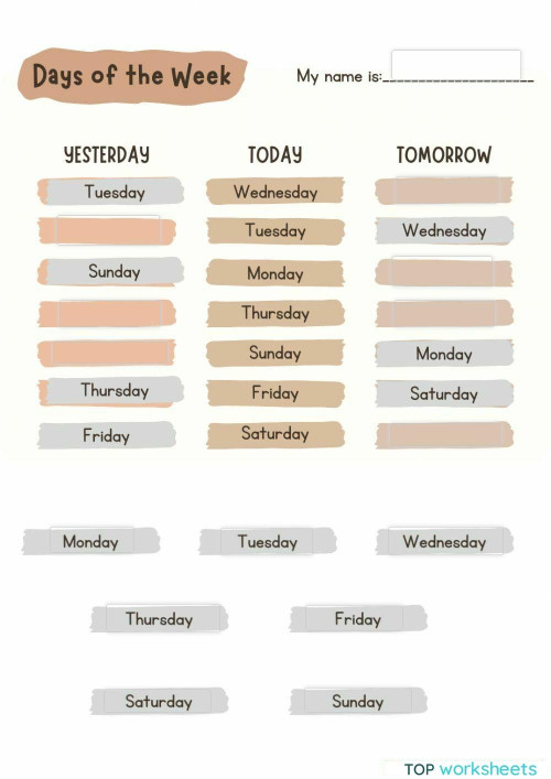 Days of the Week. Interactive worksheet | TopWorksheets