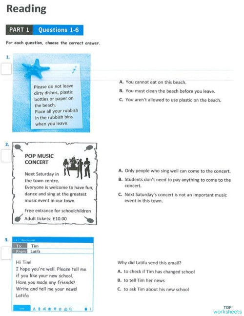 KET SUCCEED READING TEST 7. Interactive worksheet | TopWorksheets